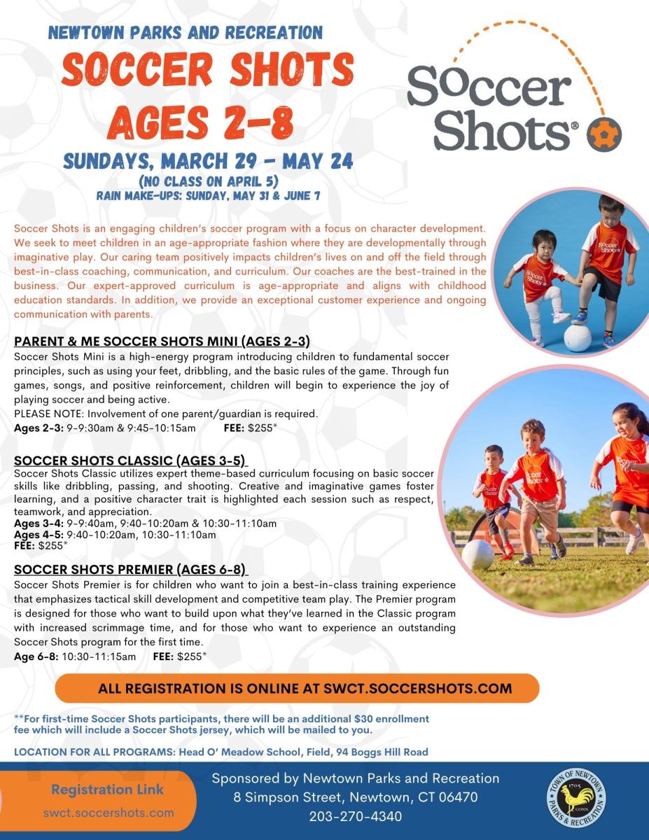 Soccer Shots Spring Session (Ages 2-8) begins Sunday, March 29 | newtownct